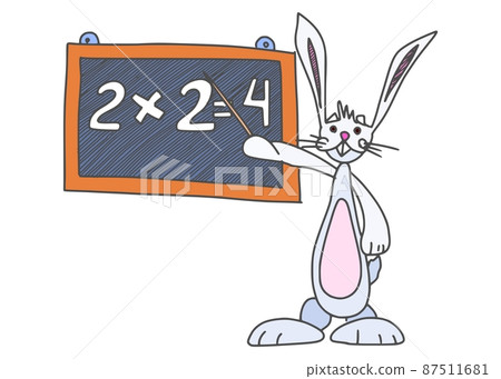 rabbit character math teacher near wooden board - Stock Illustration ...