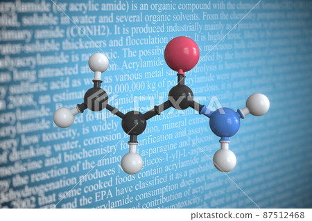 Acrylamide scientific molecular model, 3D... - Stock Illustration ...
