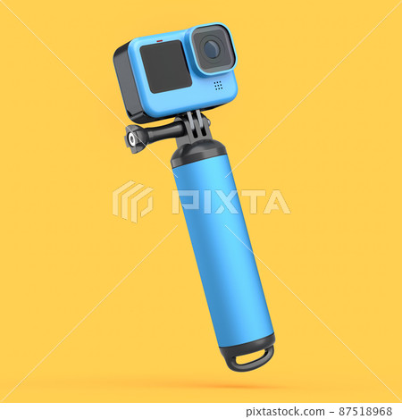 Photo and video lightweight blue action camera... - Stock Illustration ...