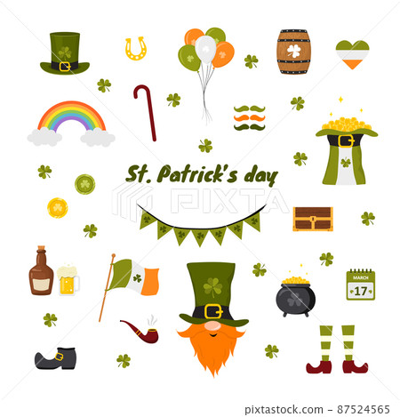 St. Patrick day collection. Cute festive... - Stock Illustration ...