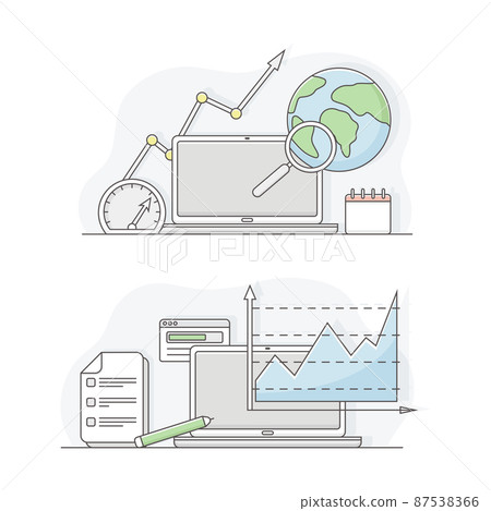 Business analytics symbols set. Presentation,... - Stock Illustration ...