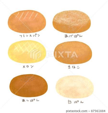 Fried bread, melon bread, kinako bread, anpan... - Stock Illustration ...