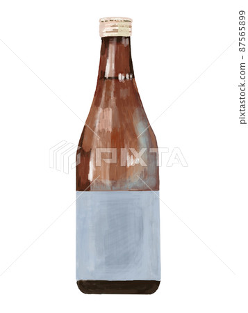 Sake bottle label blue_vertical - Stock Illustration [87565899] - PIXTA
