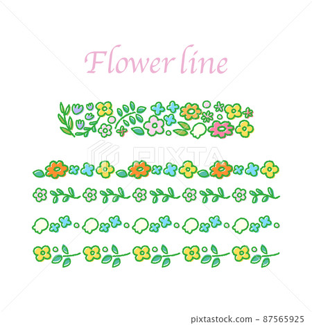 Cute and fashionable flower decoration line set - Stock Illustration ...