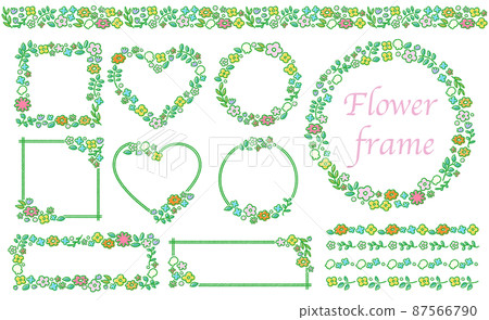 Cute and fashionable flower decoration frame set - Stock Illustration ...