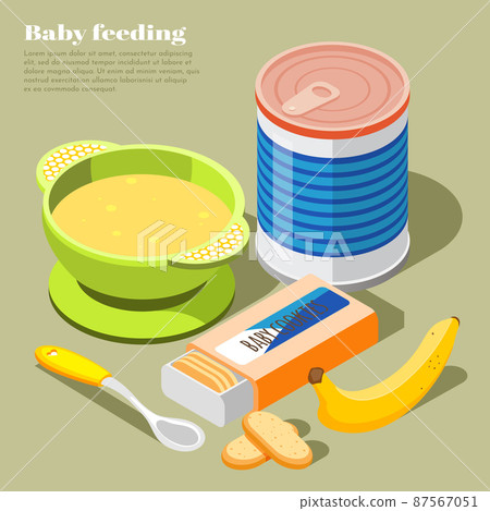 Baby Feeding Isometric Background - Stock Illustration [87567051] - PIXTA