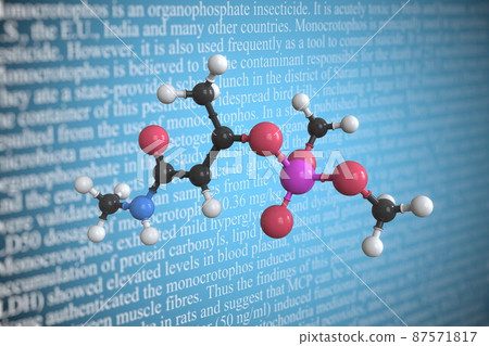 Monocrotophos scientific molecular model, 3D... - Stock Illustration ...