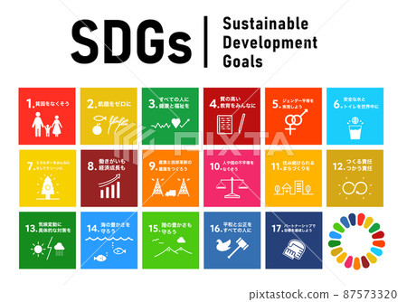 Goal icon set for SDGs 17 (Japanese version) - Stock Illustration ...