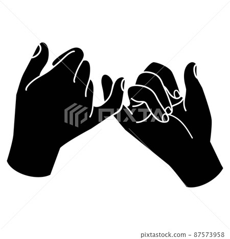 black hands making a promise outline sign - Stock Illustration ...