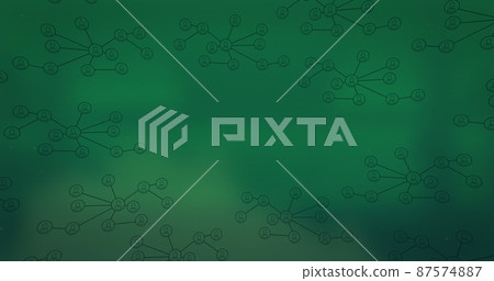 Image of network of connections over green... - Stock Illustration ...