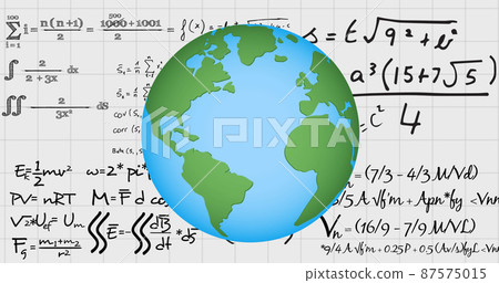 Image of globe over mathematical equations in... - Stock Illustration ...