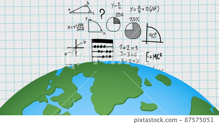 Image of globe over mathematical equations in... - Stock Illustration ...