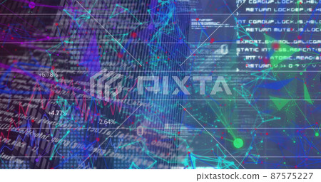 Image of shapes and data processing on blue... - Stock Illustration ...