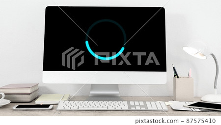 Image of loading circle on computer in office - Stock Illustration ...