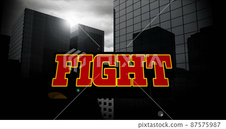 Image of fight over cityscape in black and white - Stock Illustration ...