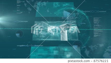 Image of data processing and digital screens... - Stock Illustration ...