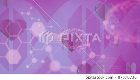 Image of heart icons, human brain and data over... - Stock Illustration ...