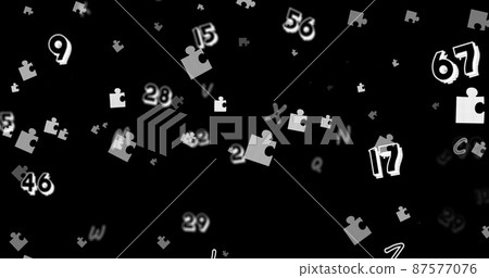 Image of puzzles and numbers floating over... - Stock Illustration ...