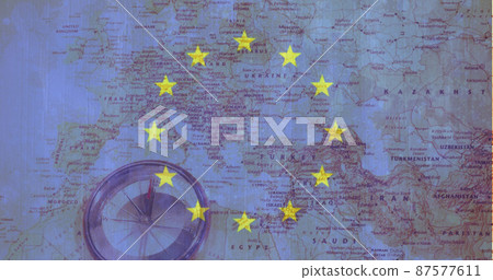 Image of european union flag over map of europe... - Stock Illustration ...