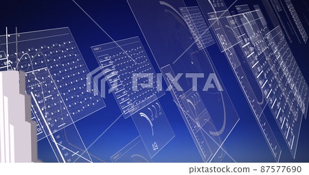 Image of data processing on blue background - Stock Illustration ...