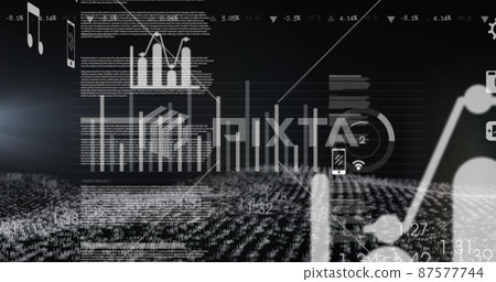 Image of data processing on black background - Stock Illustration ...