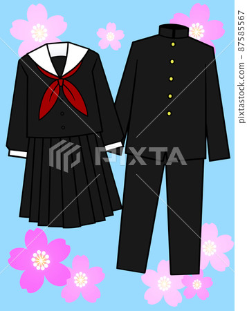 Gakuran and sailor suit long sleeves - Stock Illustration [87585567 ...