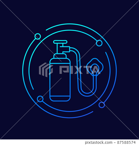 oxygen tank with mask line vector icon - Stock Illustration [87588574 ...