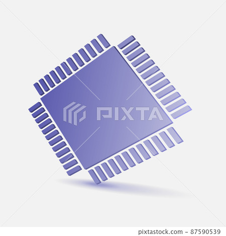 Integrated circuit icon isolated on gray... - Stock Illustration ...