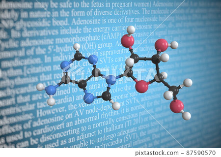 Molecular model of adenosine, 3D rendering - Stock Illustration ...