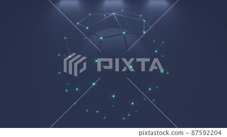 Dark 3d illustration with sphere with lights in... - Stock Illustration ...