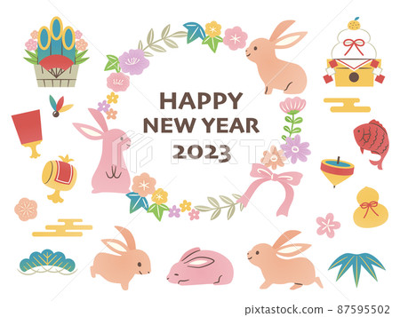 New Year 2023 Year of the Rabbit - Stock Illustration [87595502] - PIXTA