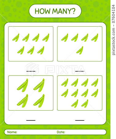 How many counting game with peas. worksheet for... - Stock Illustration ...