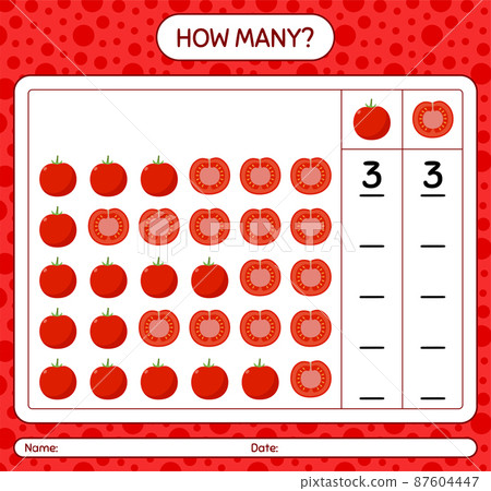 How many counting game with tomato. worksheet... - Stock Illustration ...
