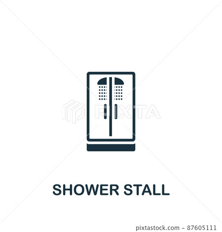 Shower Stall icon. Monochrome simple Shower... - Stock Illustration ...