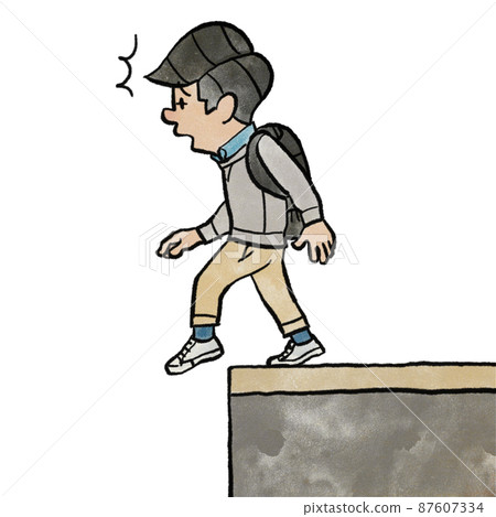 A man who is about to step off a high step - Stock Illustration ...