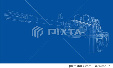 Machine Gun. Vector rendering of 3d - Stock Illustration [87608626] - PIXTA