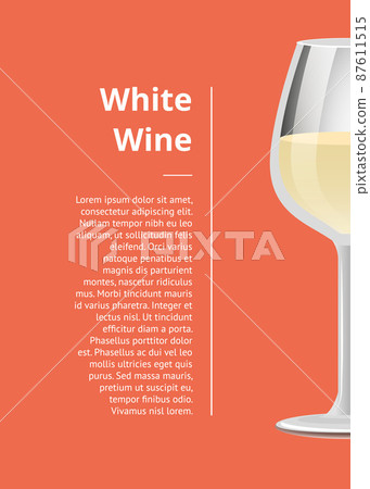 White Wine Promotional Poster with Wineglass Text - Stock Illustration ...