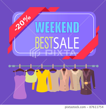 Weekend Best Sale for Clothes Promotional Poster - Stock Illustration ...