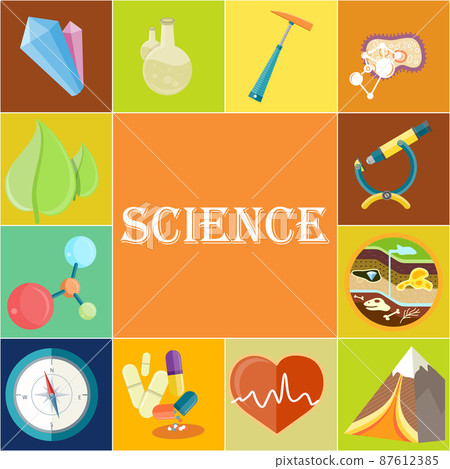 Science Poster with Illustrations in Square Cells - Stock Illustration ...