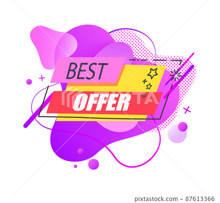 Best Offer Sale Vector Liquid Sticker or Label - Stock Illustration ...