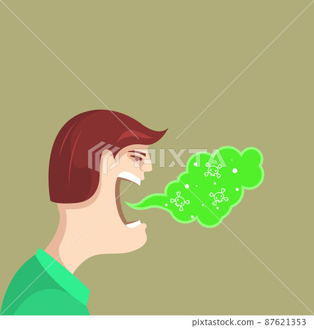 Halitosis, bad breath, talking man with stink... - Stock Illustration ...