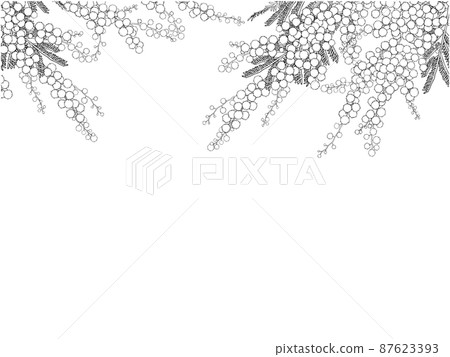 Mimosa line drawing frame ① (black, top) - Stock Illustration [87623393 ...