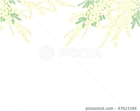Mimosa line drawing frame ① (color, top) - Stock Illustration [87623394 ...