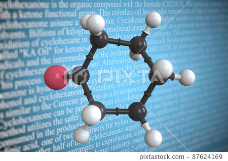 Molecular model of cyclohexanone, 3D rendering - Stock Illustration ...
