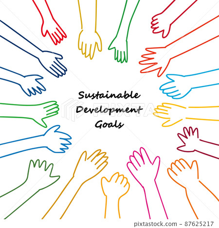 17-color hand CMYK simple line drawing of SDGs... - Stock Illustration ...