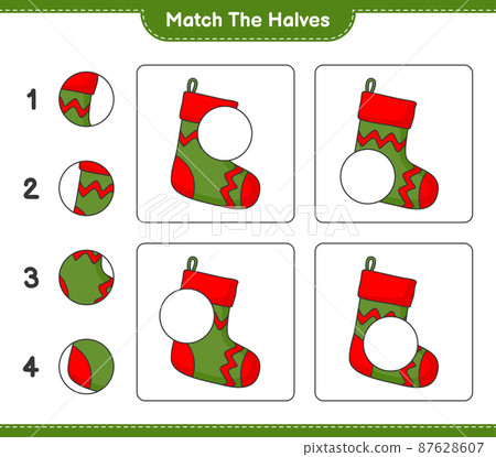 Match the halves. Match halves of Christmas... - Stock Illustration ...