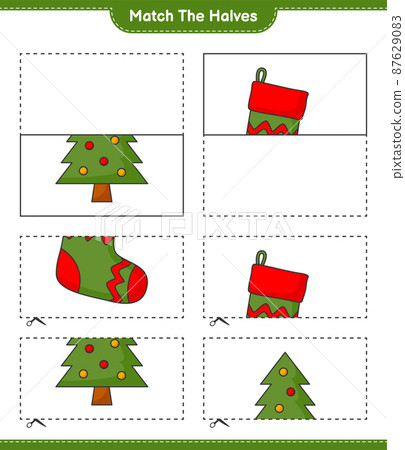 Match the halves. Match halves of Christmas... - Stock Illustration ...