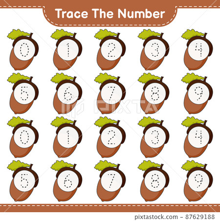 Trace the number. Tracing number with Acorn.... - Stock Illustration ...