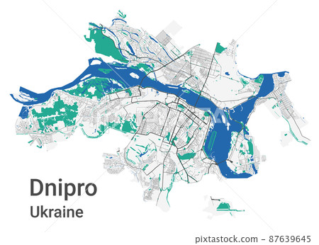 Dnipro vector map. Detailed map of Dnipro city... - Stock Illustration ...