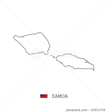 Samoa map line, linear thin vector simple... - Stock Illustration ...
